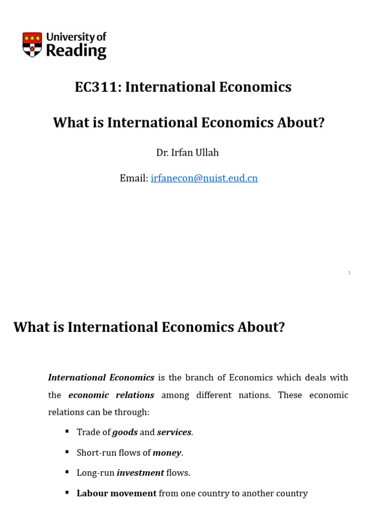 Overview of International Economics | PDF | International Economics ...