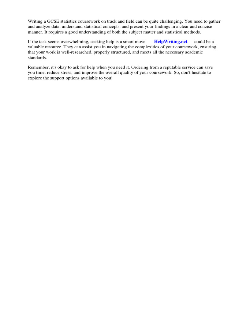 Gcse Statistics Coursework Track And Field Pdf Sampling Statistics Mean