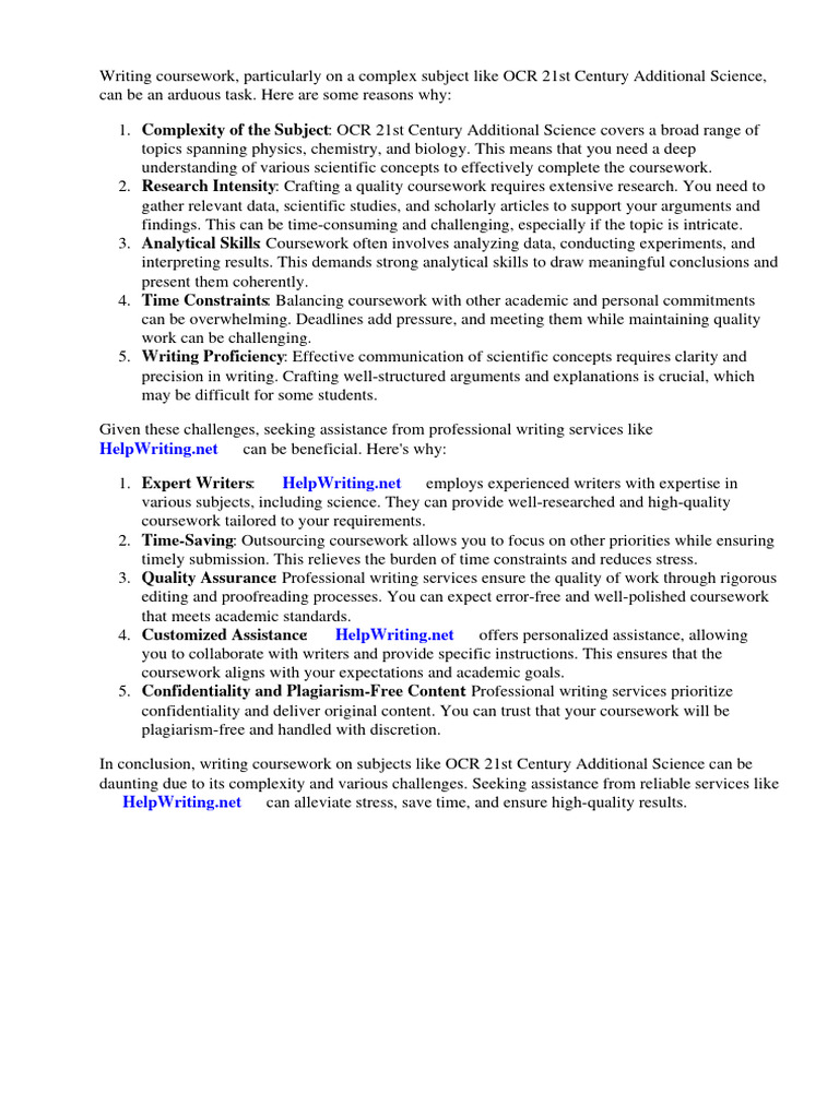 Ocr 21st Century Additional Science Coursework | PDF | Pay Pal | Science