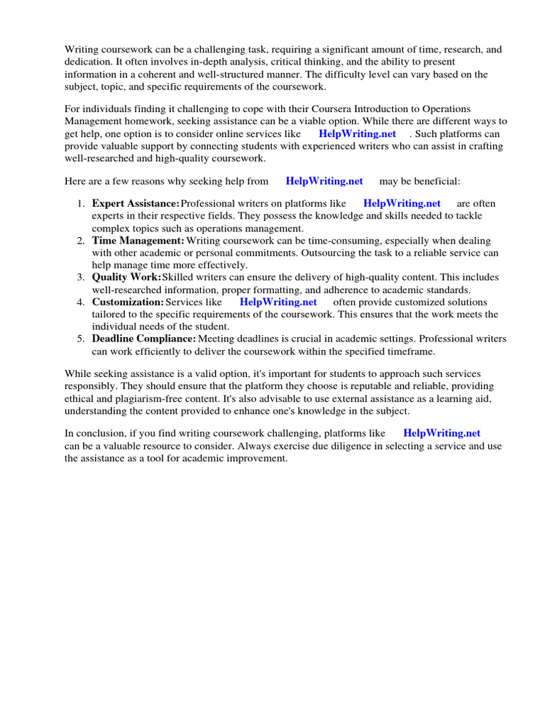 Coursera Introduction To Operations Management Homework Solutions | PDF | Operations Management ...