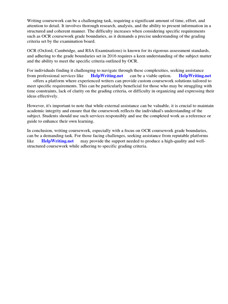 OCR Coursework Help for Students | PDF