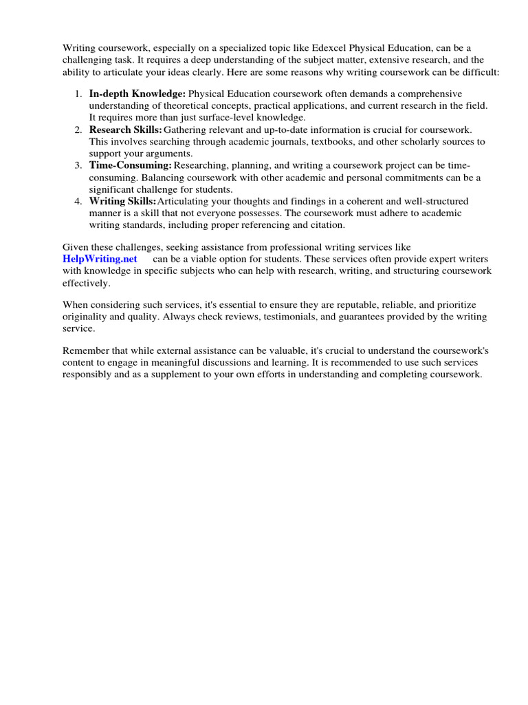 Edexcel Physical Education Coursework | PDF