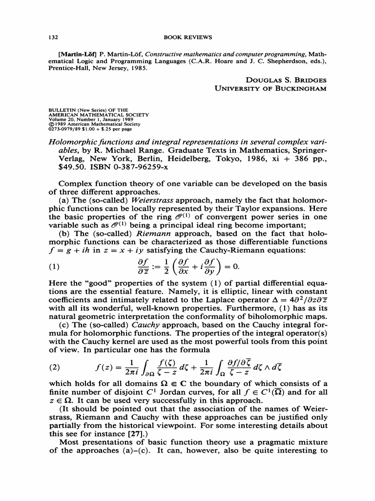 Holomorphic Functions in Several Variables | PDF