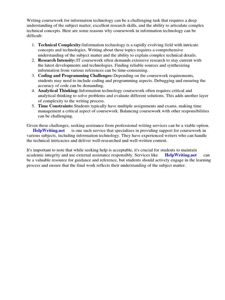 Coursework For Information Technology | PDF