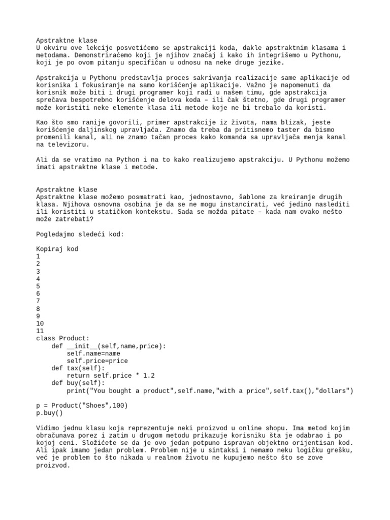 Apstraktne Klase Pyton Programming | PDF