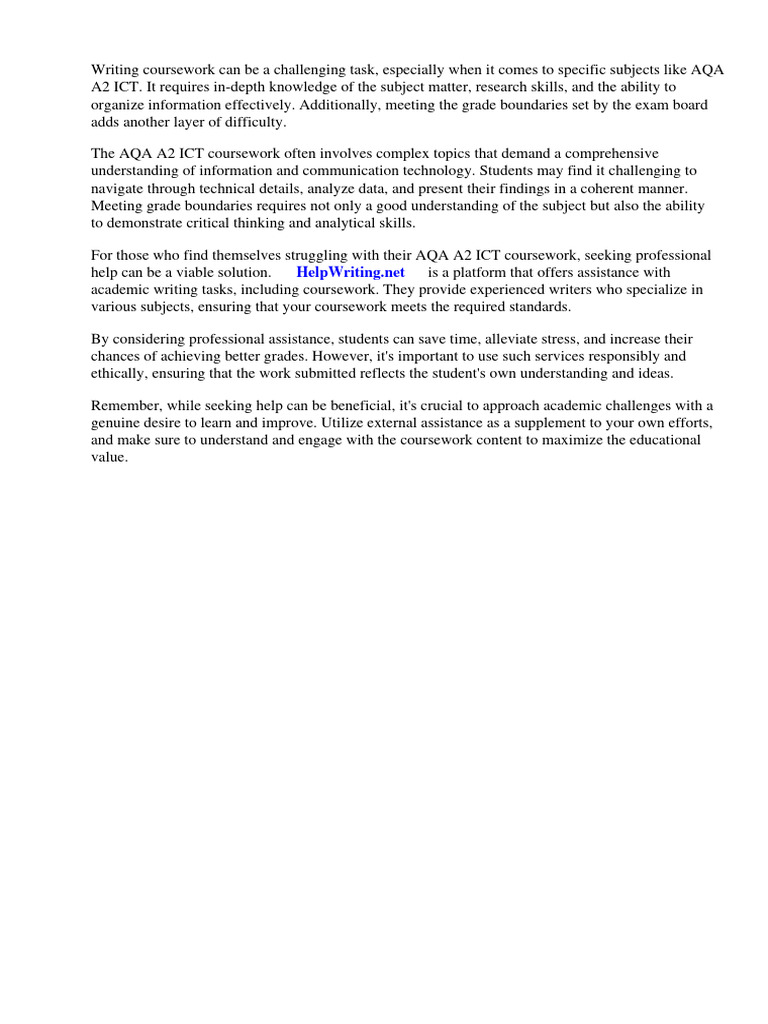 Aqa A2 Ict Coursework Grade Boundaries | PDF