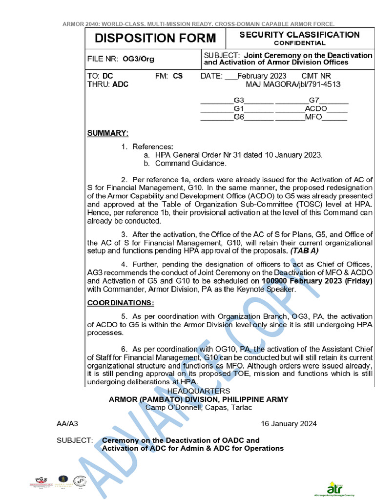 LD Ceremony On The Activation of Adf For Opns | PDF | National Security ...