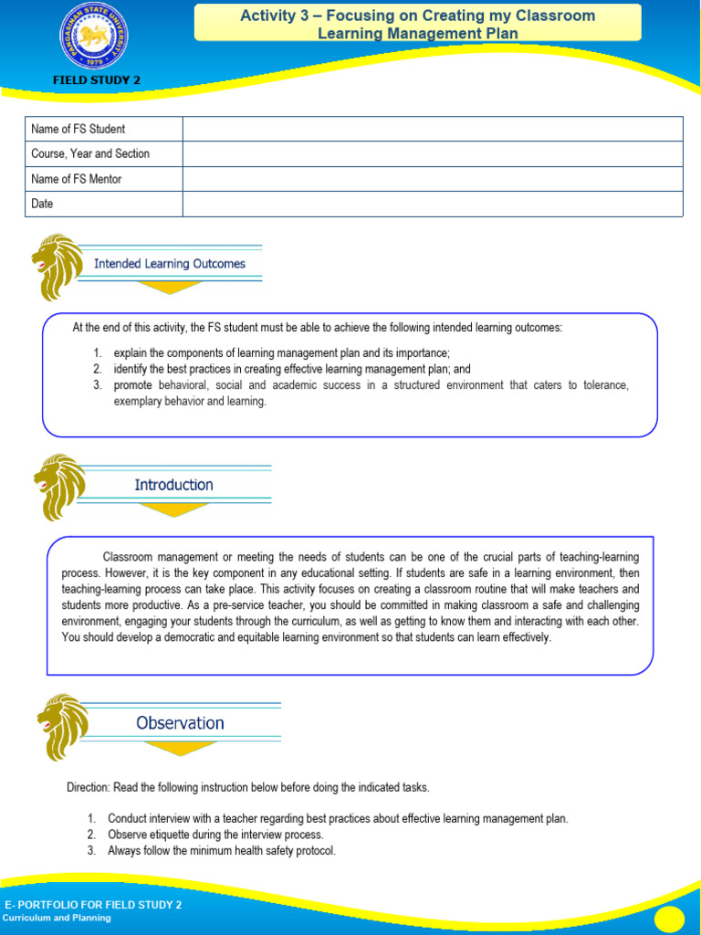 FS 2 Activity 3 | PDF | Classroom Management | Learning
