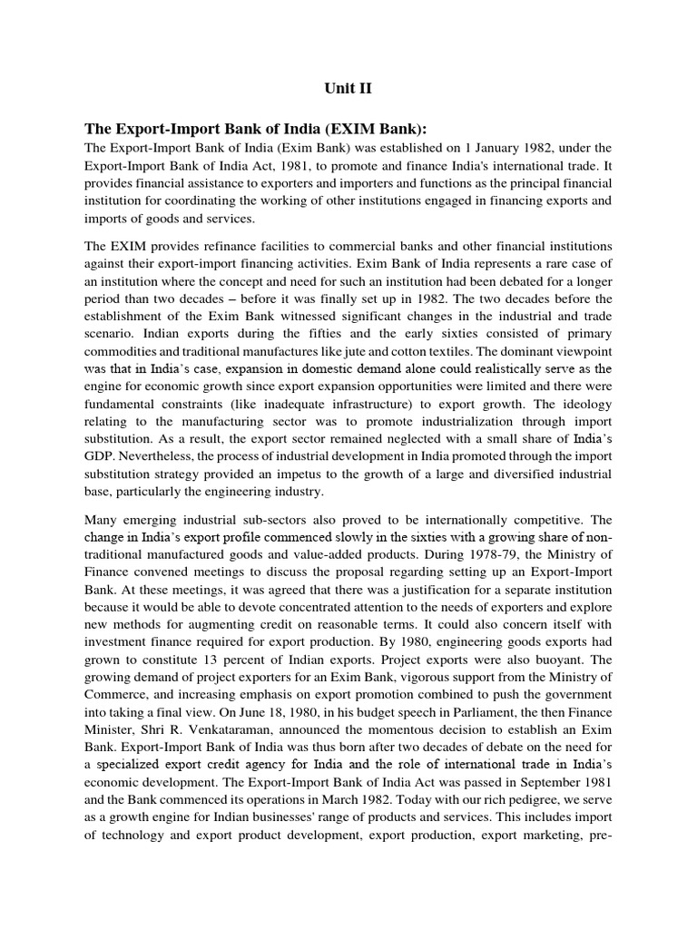 Unit 2 EXIM Bank | Download Free PDF | Banks | Small And Medium Sized Enterprises