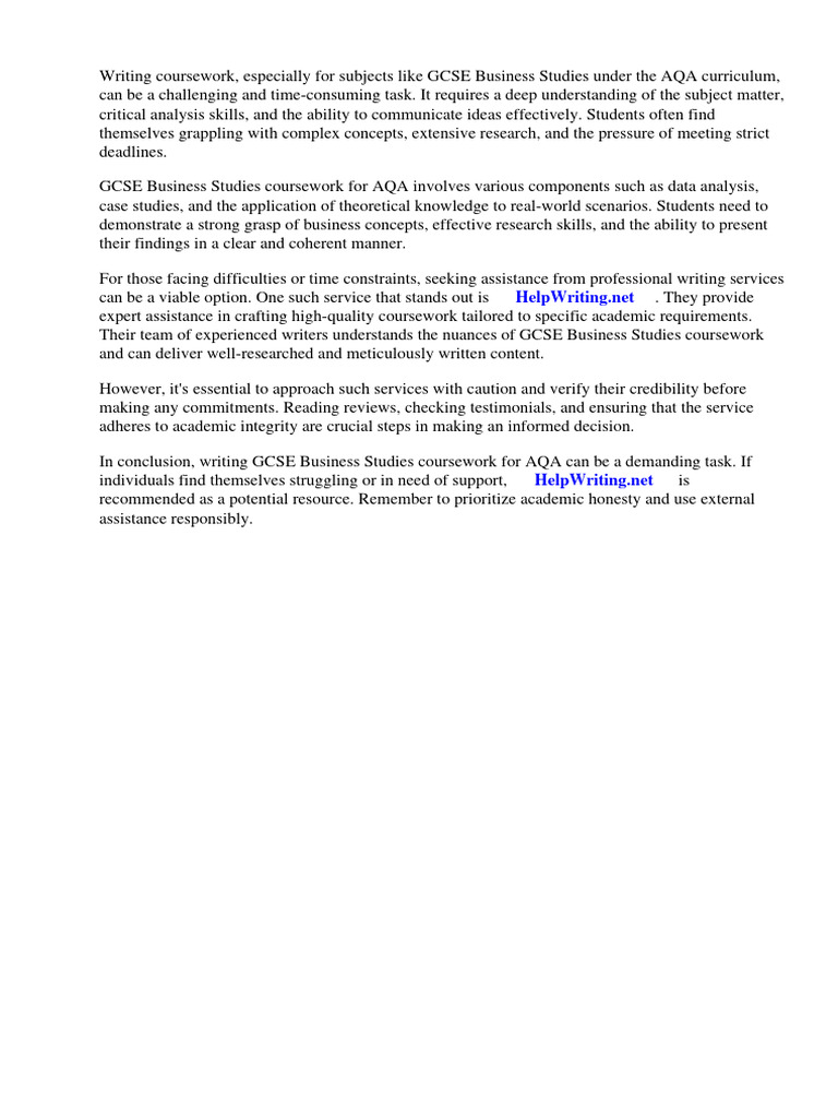 Gcse Business Studies Coursework Aqa | PDF | Business | Facebook