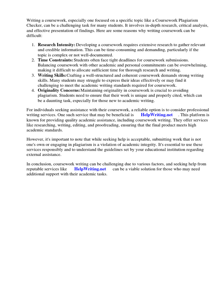 Coursework Plagiarism Checker | Download Free PDF | Plagiarism | Turnitin