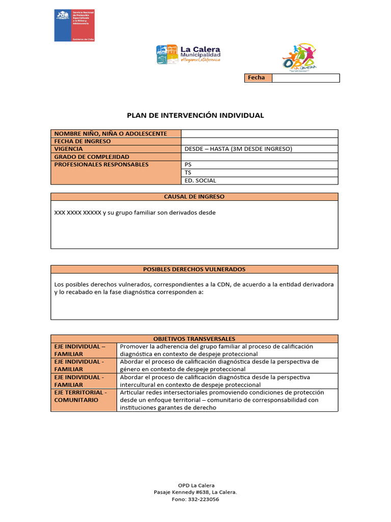 Formato Plan de Intervención | PDF
