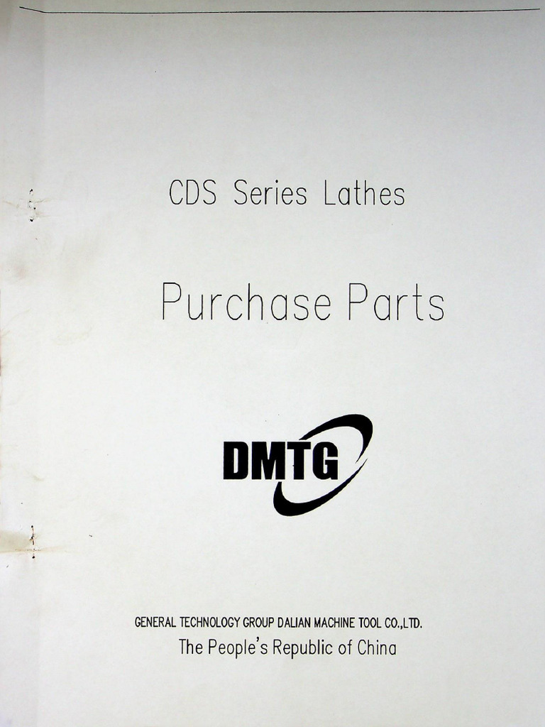 DMTG CDS Series Lathes Purchais Parts | PDF
