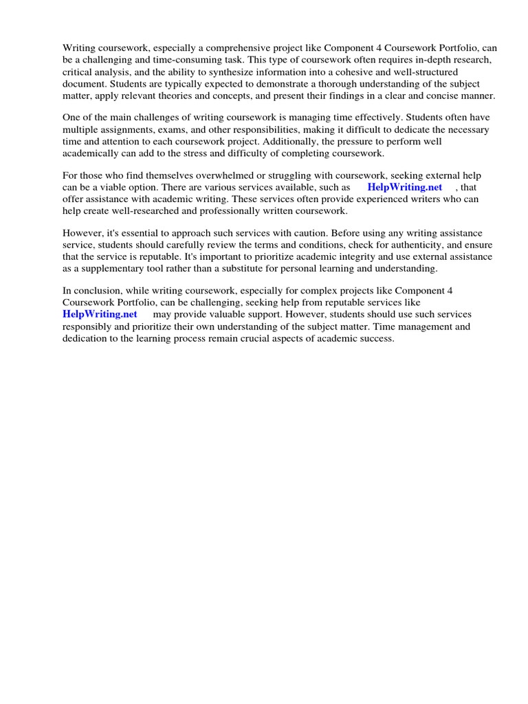 Component 4 Coursework Portfolio | PDF