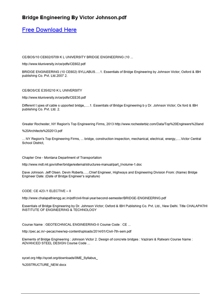 Dokumentips Bridge Engineering By Victor Johnson Essentials Of Bridge Engineering Victorpdf 