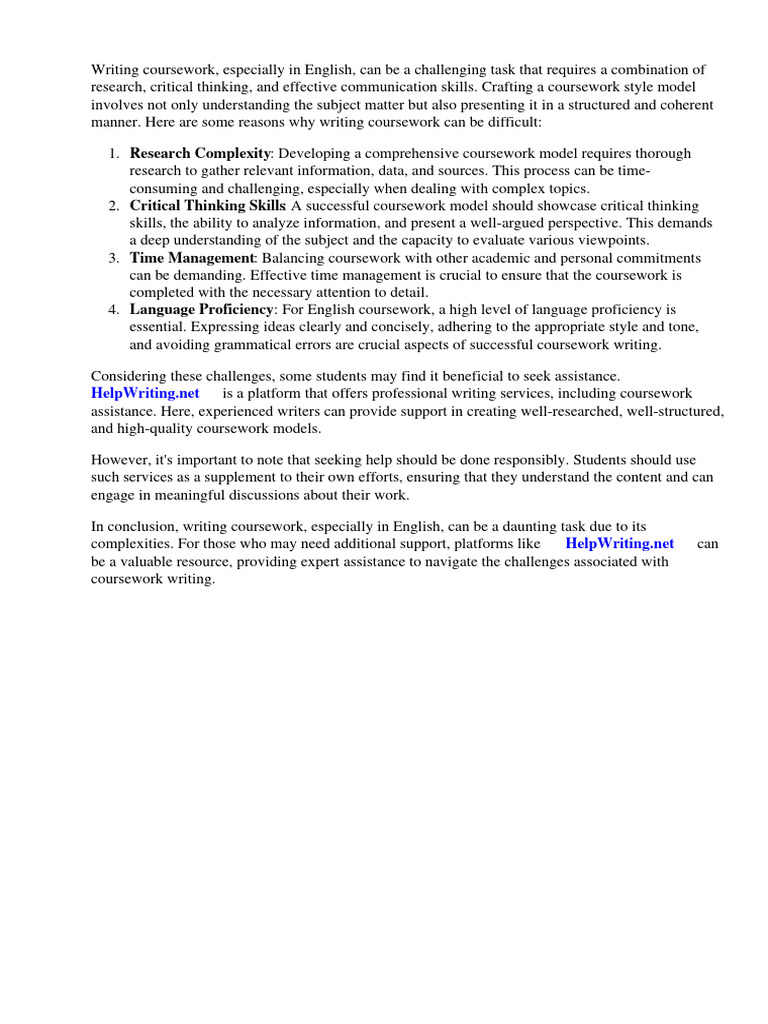 English Coursework Style Model | PDF | Critical Thinking | Thought