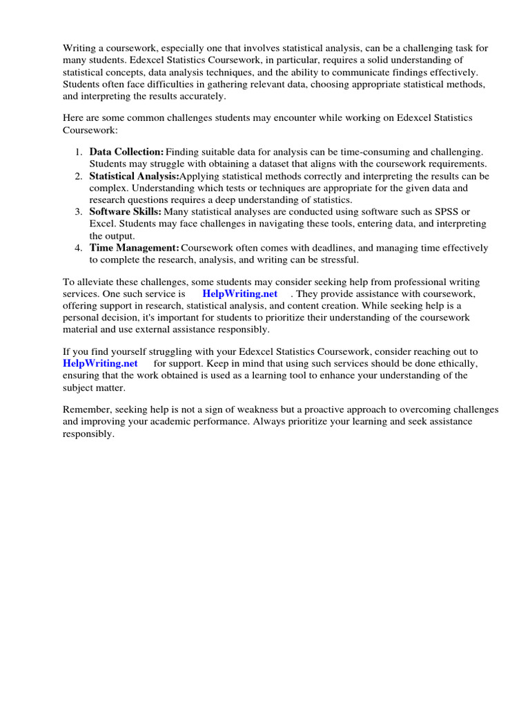 Edexcel Statistics Coursework Example Pdf Statistics Data Analysis 7827