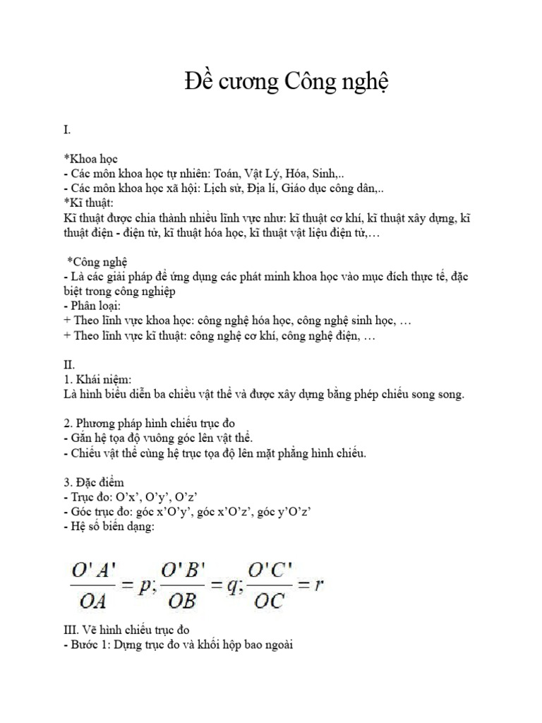 Đề Cương Công Nghệ | PDF