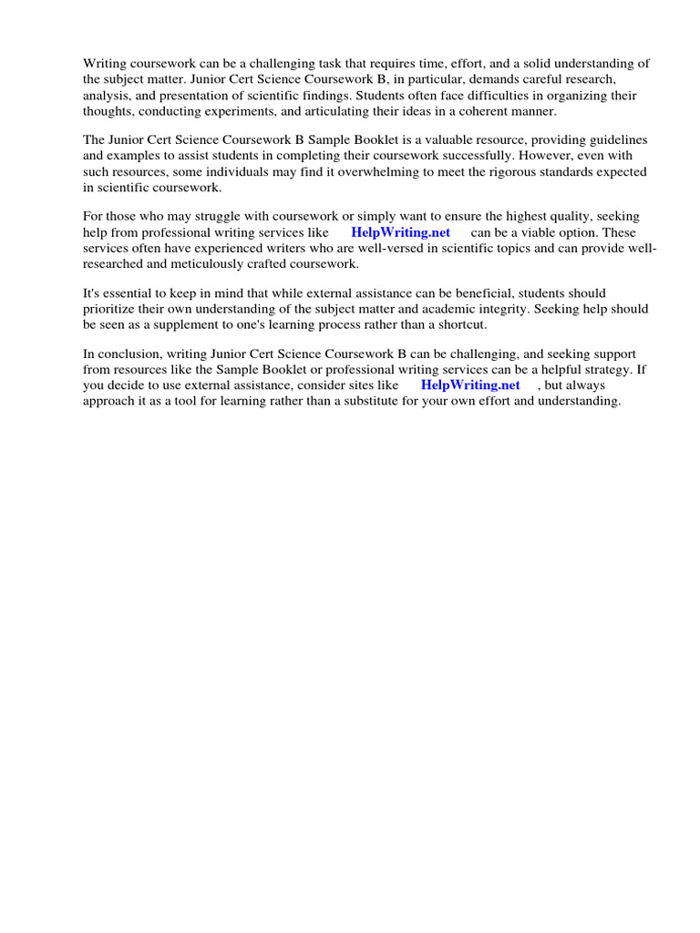 Junior Cert Science Coursework B Sample Booklet | PDF