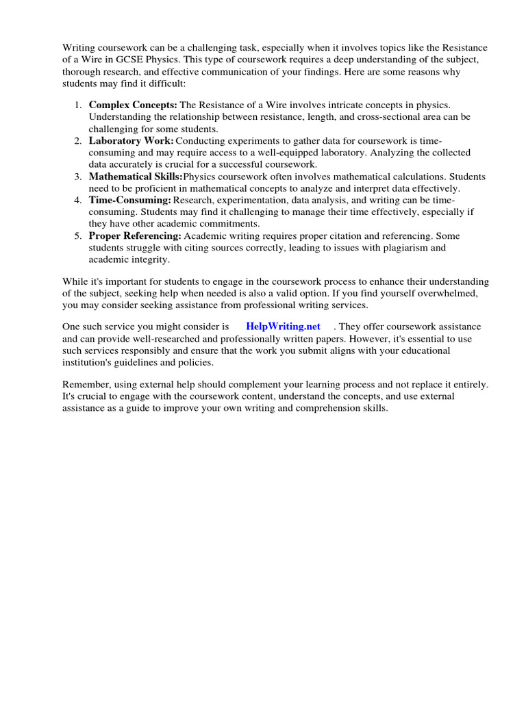 Resistance of A Wire Coursework Gcse Physics | PDF | Electrical Resistance And Conductance ...