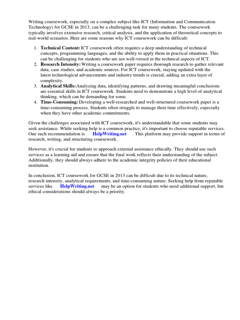 Ict Coursework Gcse 2013 Pdf Information And Communications Technology Critical Thinking 