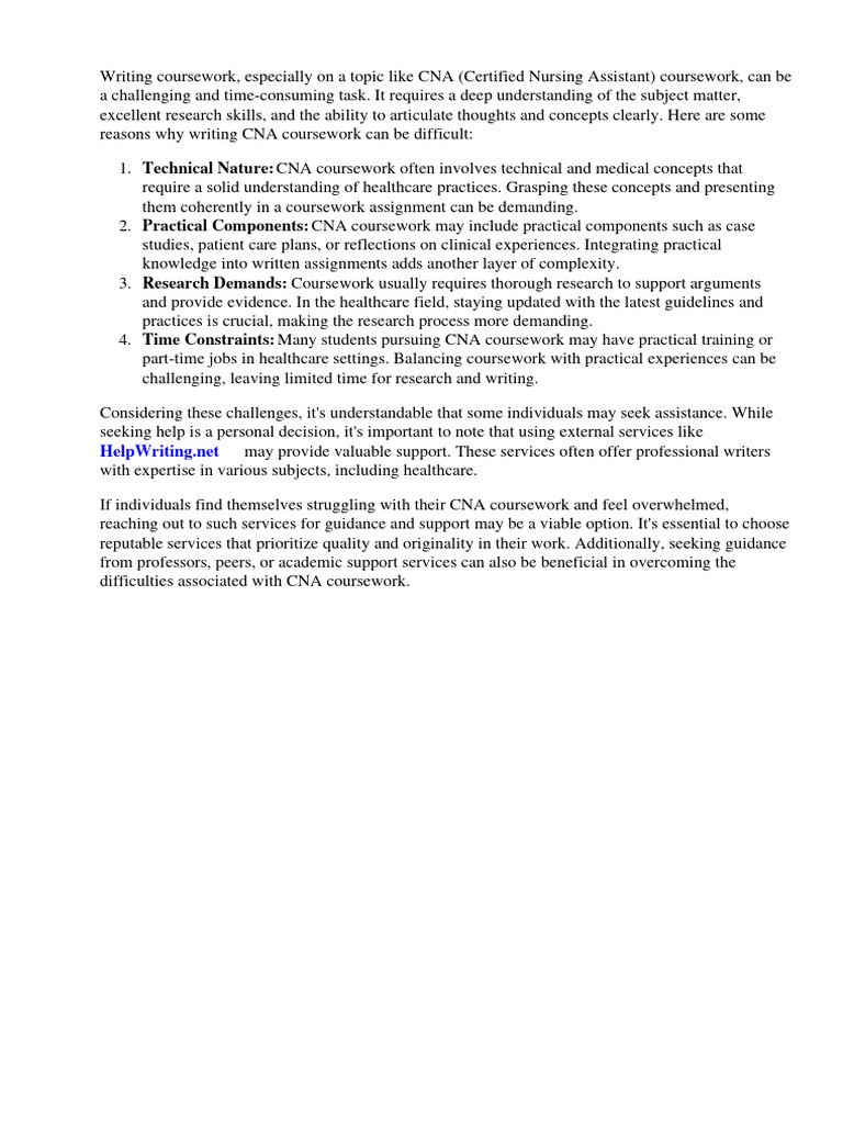 Cna Coursework | PDF