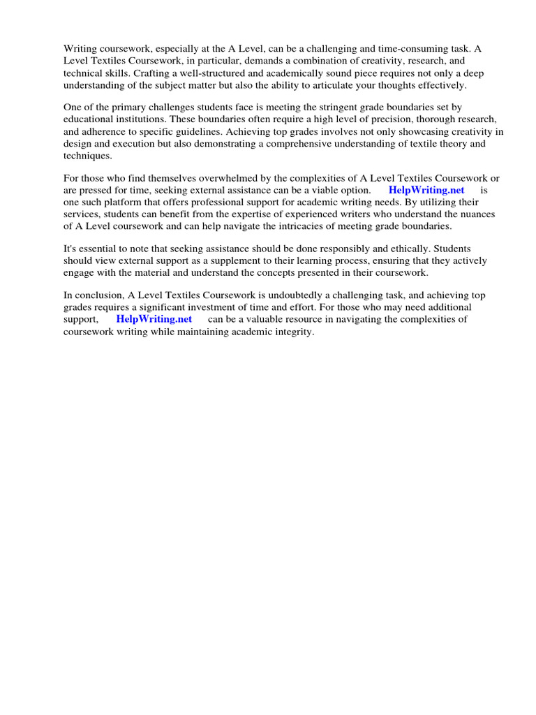 A Level Textiles Coursework Grade Boundaries | PDF