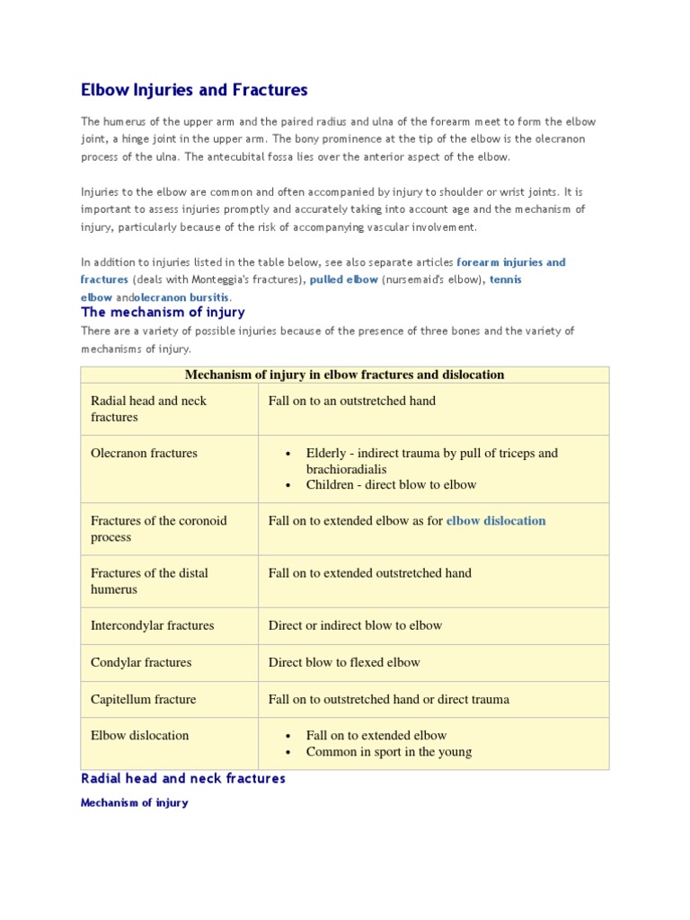 Elbow Injuries and Fractures | PDF | Elbow | Arm