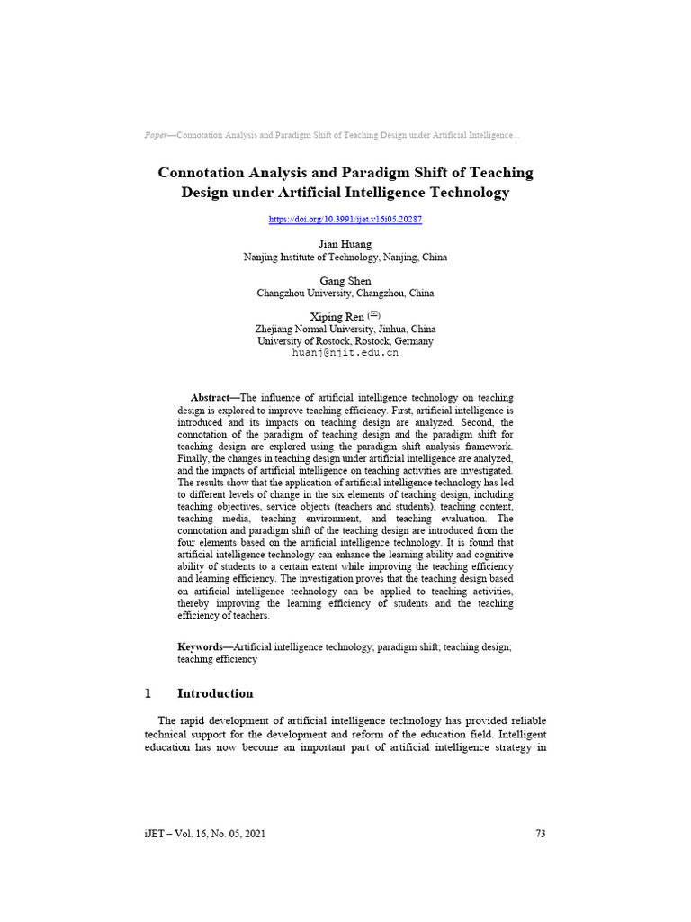Connotation Analysis and Paradigm Shift of Teaching Design Under ... Connotation Analysis and Paradigm Shift of Teaching Design Under ...