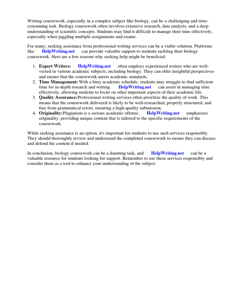 Example of Biology Coursework | PDF | Gce Advanced Level (United ...