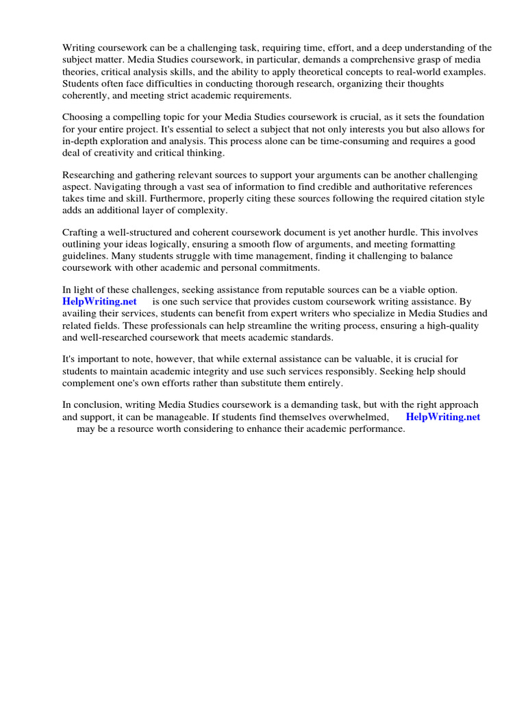 Media Studies Coursework Ideas | PDF