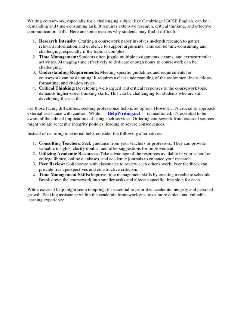 Cambridge Igcse English Coursework Resources | PDF | Textbook | Social ...