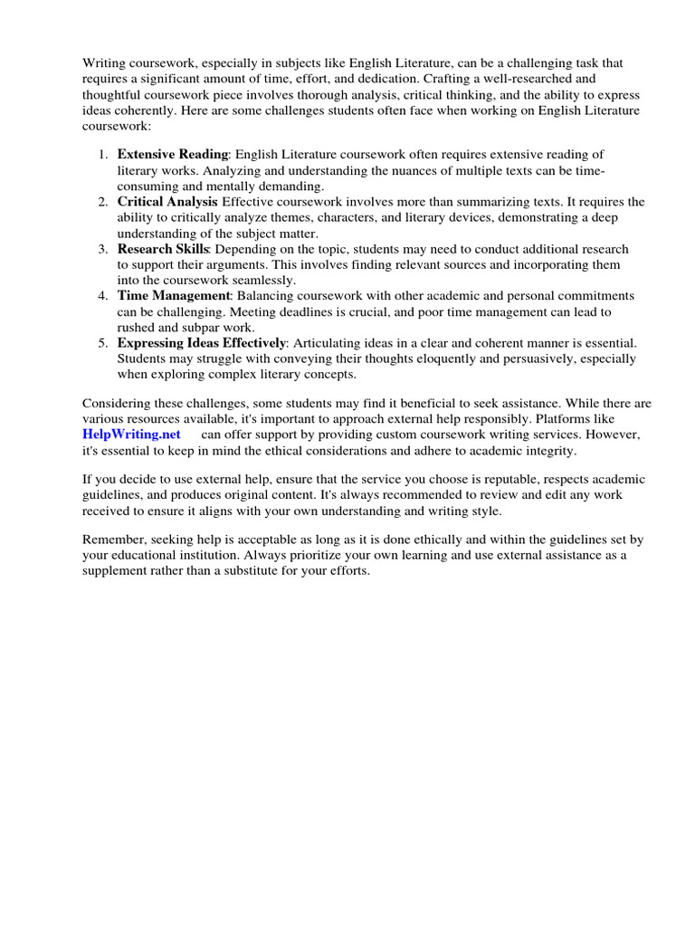 As English Literature Coursework Examples Aqa | PDF | Critical Thinking ...