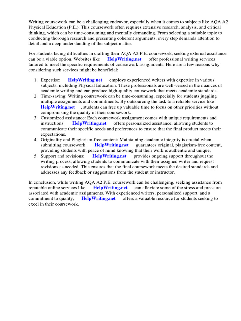 Aqa A2 P.E Coursework Examples | PDF | Physical Fitness | Skeletal Muscle