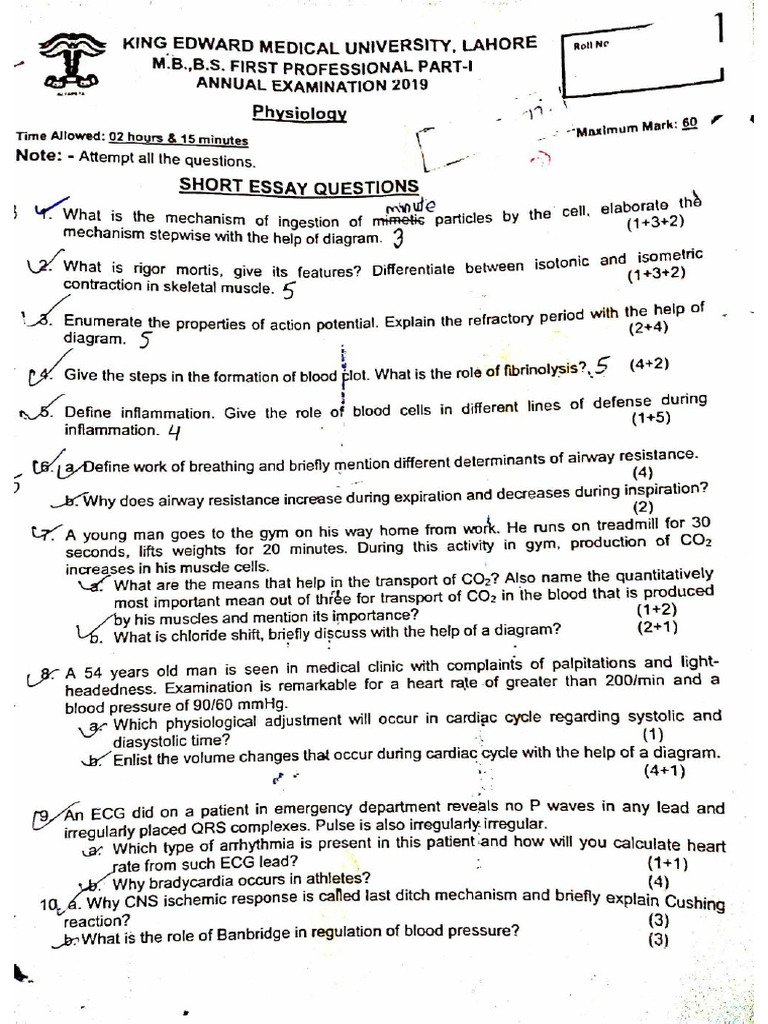 1st Year MBBS 2019 Past Papers | PDF