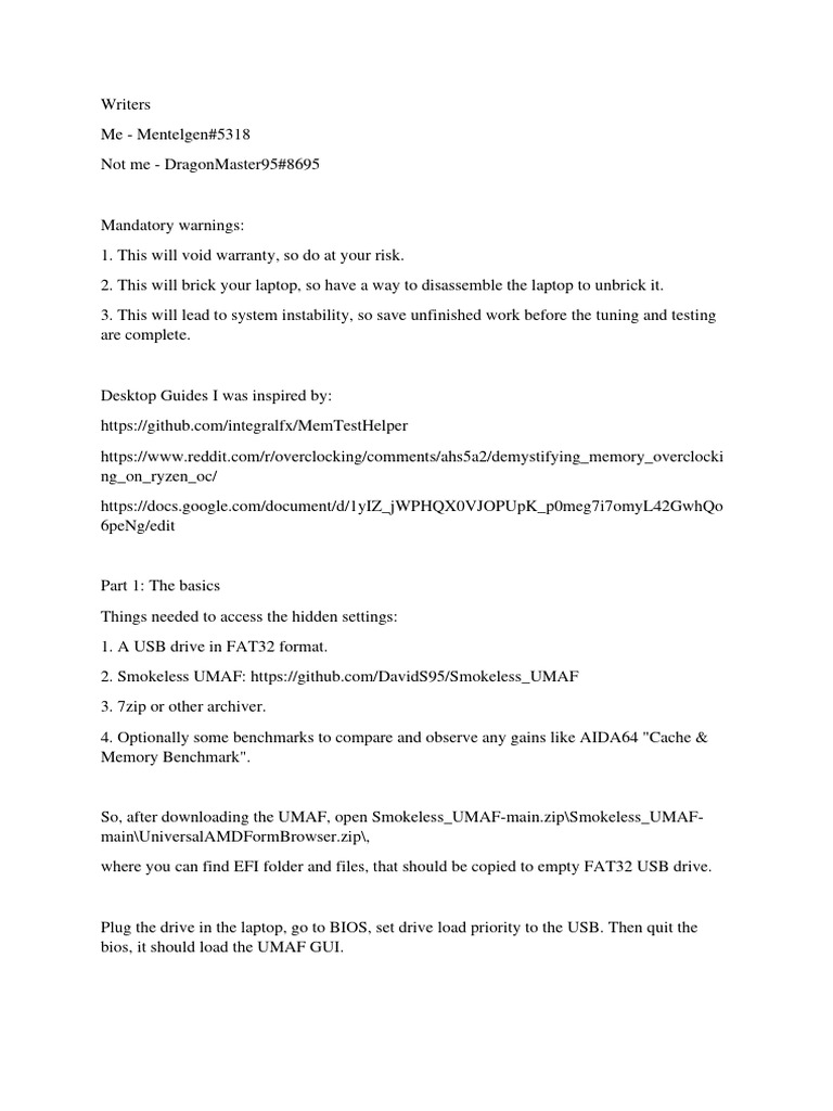 Ram OC Using Smokeless On Laptops | PDF | Bios | Laptop