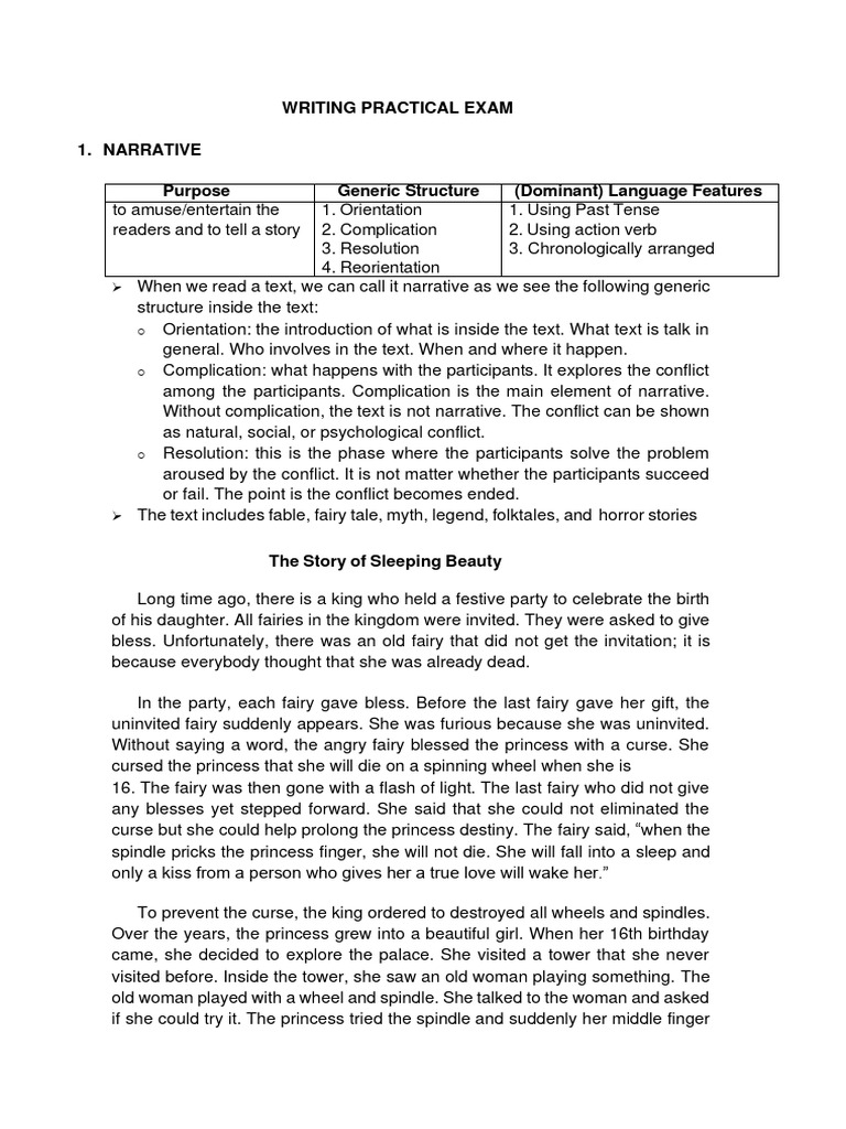 Writing Practical Exam - Genre Materials | PDF | Narrative | Verb