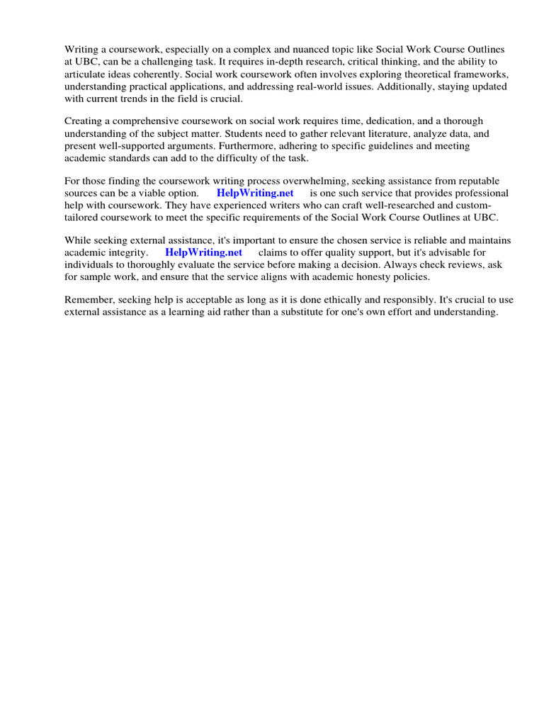 Social Work Course Outlines Ubc | PDF | Social Work | Sociology