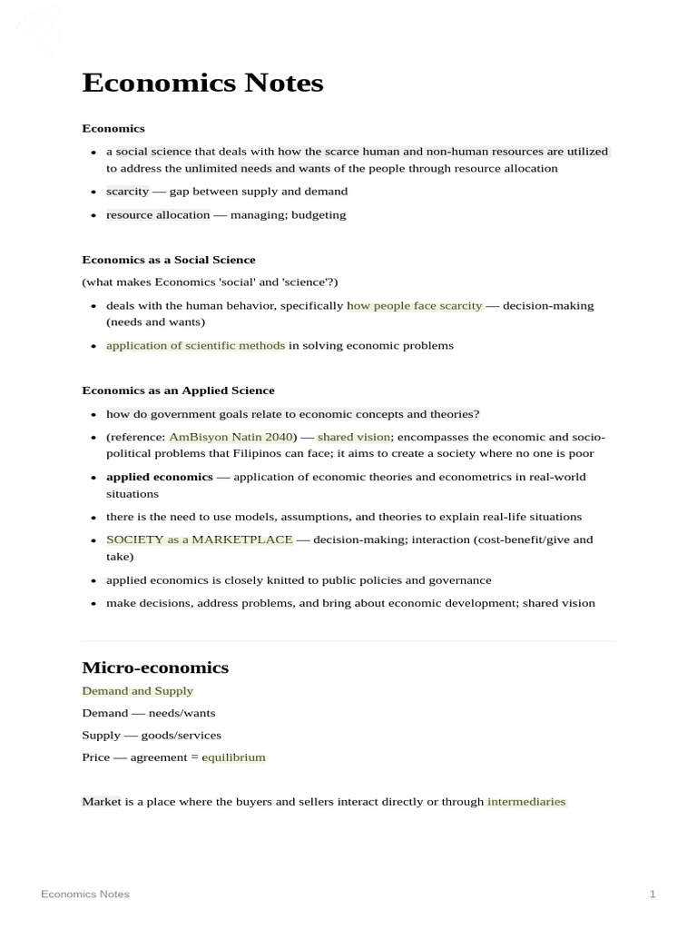 Economics Notes | PDF