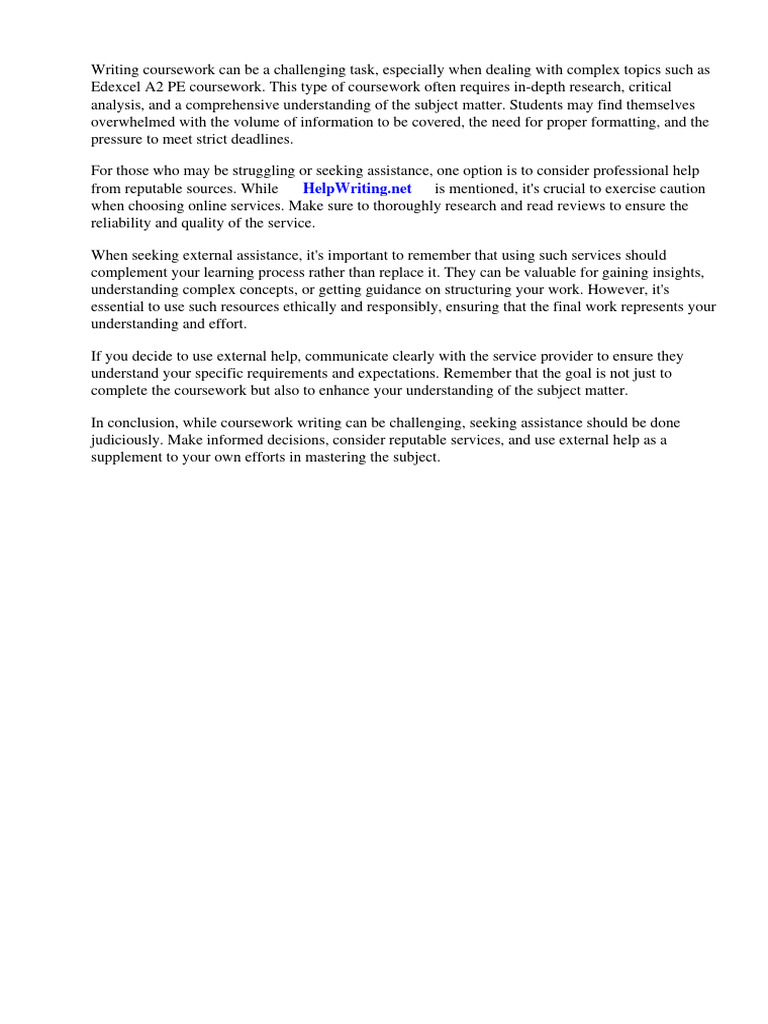 Edexcel A2 Pe Coursework Examples | PDF