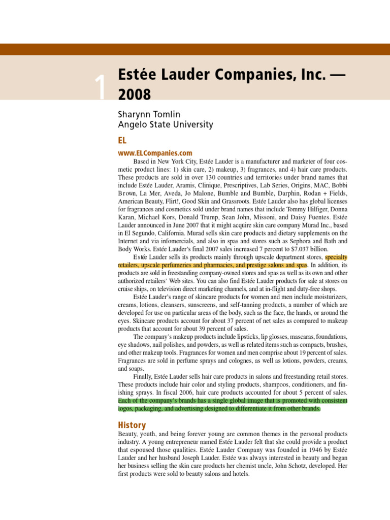 Estee Lauder | PDF | Equity (Finance) | Business