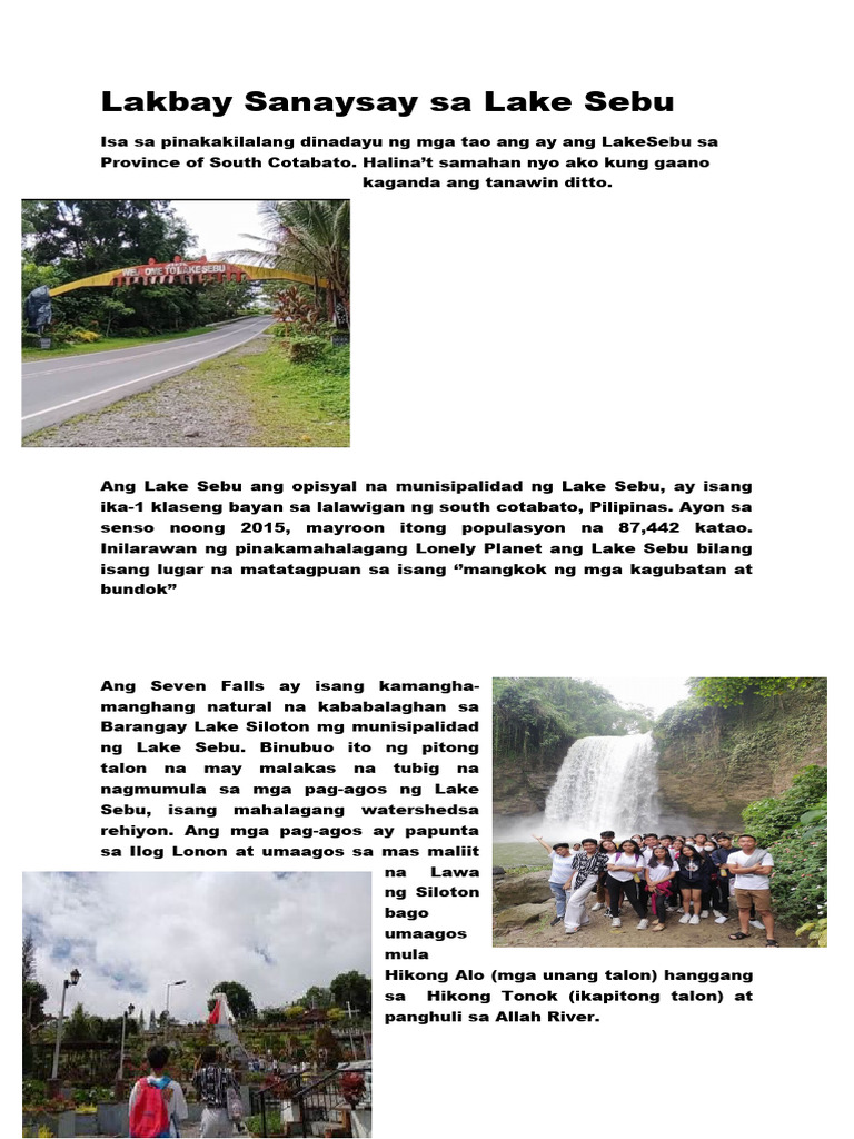 Lakbay Sanaysay Sa Lake Sebu | PDF