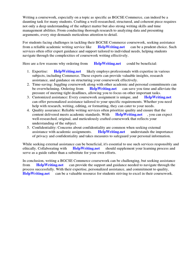 Bgcse Commerce Coursework | PDF | Expert | Internet