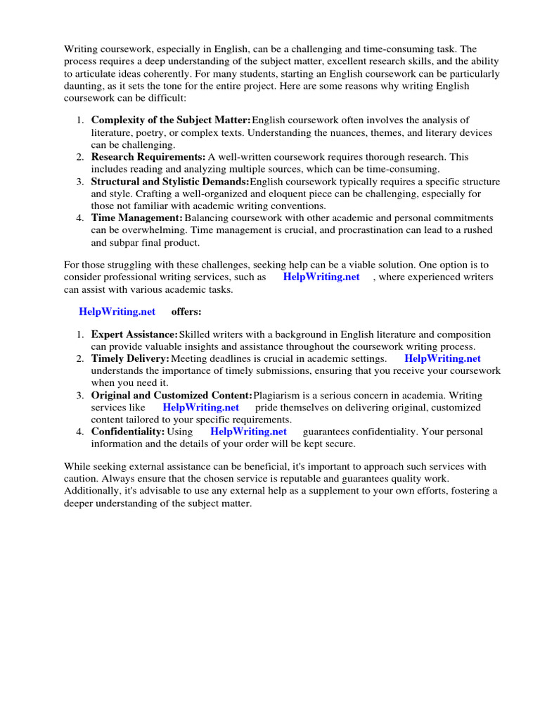 How To Start English Coursework | PDF | English As A Second Or Foreign ...