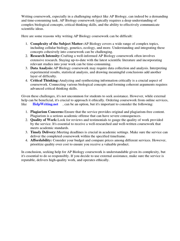 AP Bio Course Work | PDF