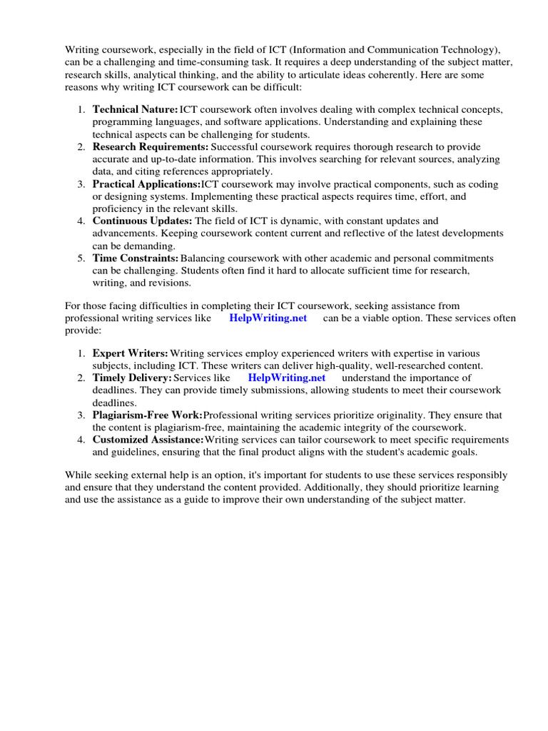 Ict Sample Coursework | PDF