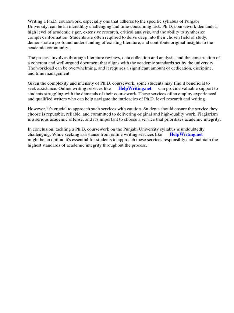 PHD Course Work Syllabus Punjabi University | PDF | Agriculture | Crops