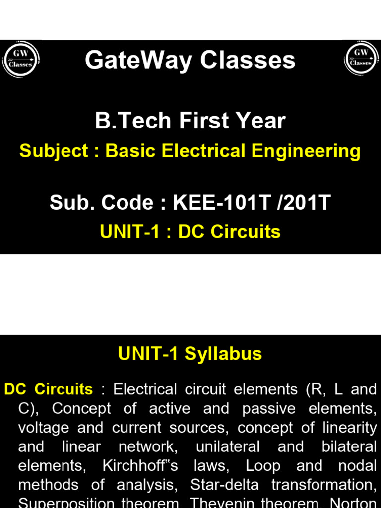 Ee Unit 1 | PDF | Electrical Network | Passivity (Engineering)