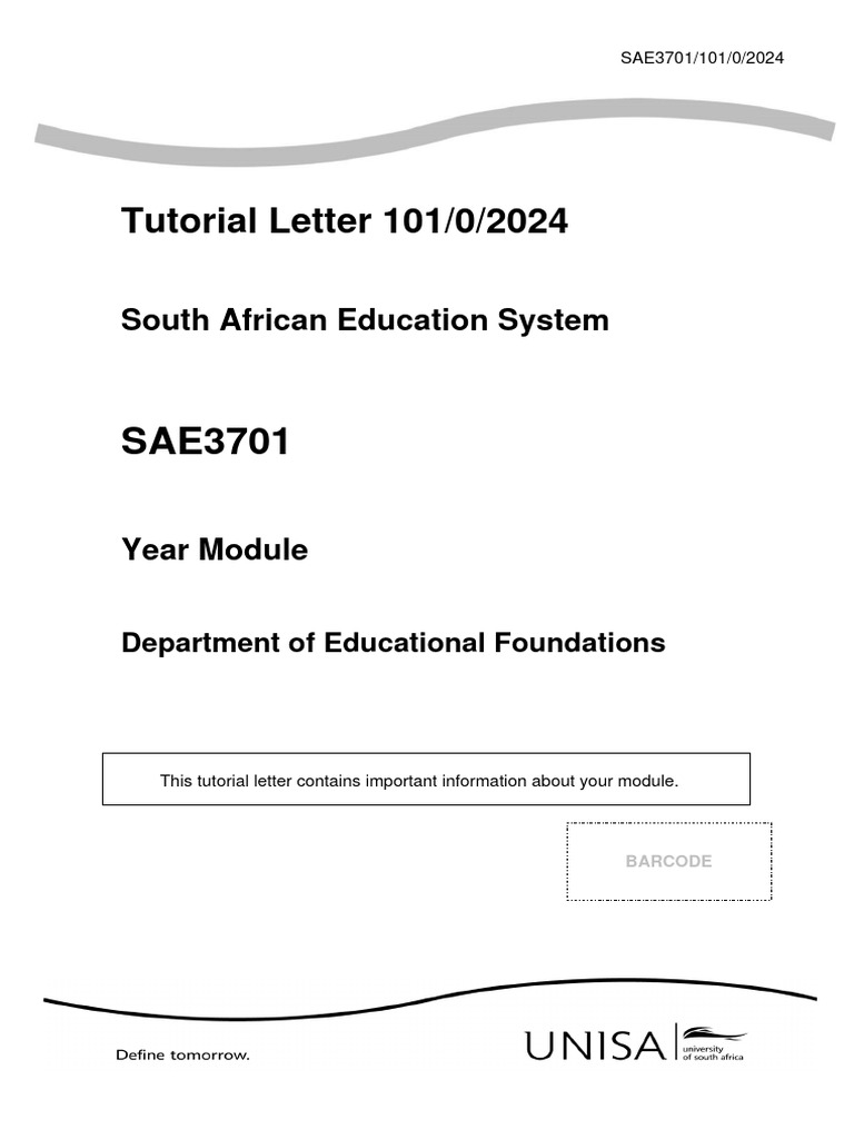 101 - 2024 - 0 - B SAE3701 2024 | PDF | Educational Technology | Turnitin