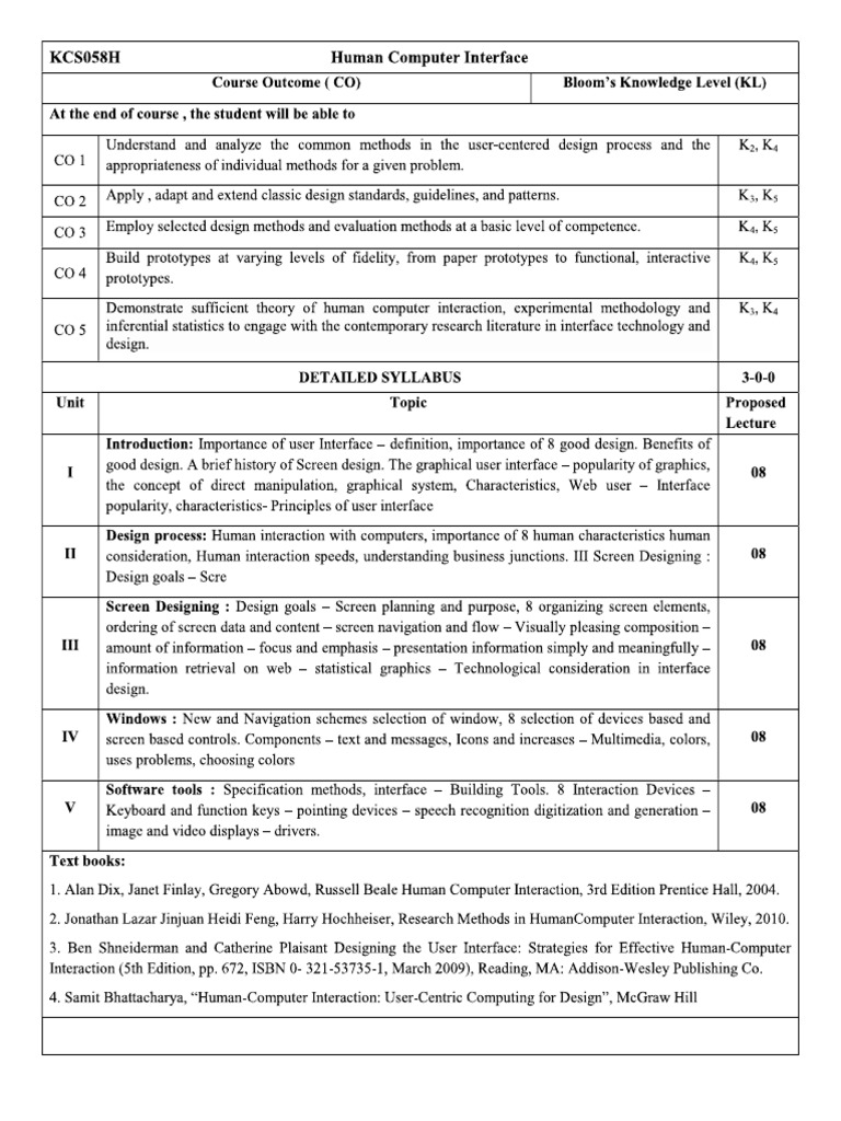 HCI (Human Computer Interface) | PDF